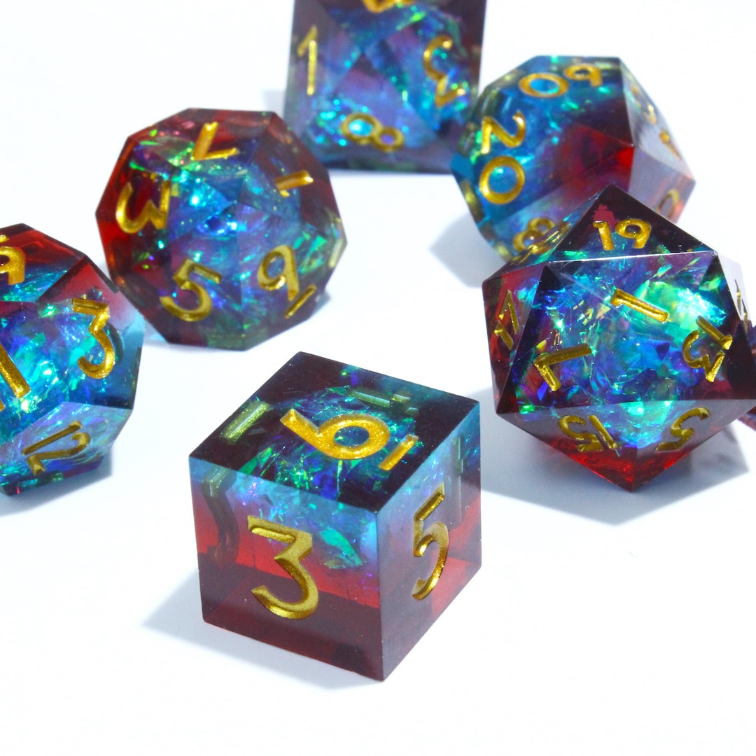 Blue Lightning DND D20 Dice, RPG Dice Set，resin Sharp Edge Dice Set, D ...