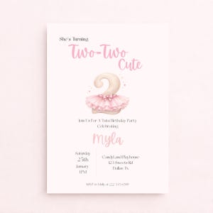 Two Birthday Invitation | Pink Tutu, Ballet Theme (canva Template) - Etsy
