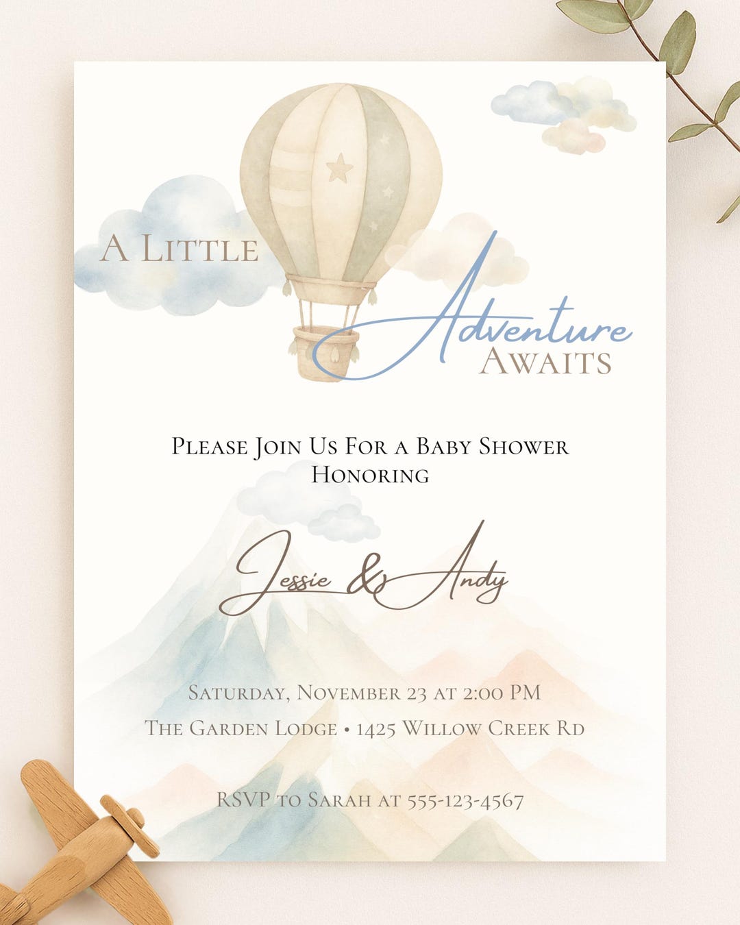 A Little Adventure Awaits Baby Shower Invitation | Editable Canva ...