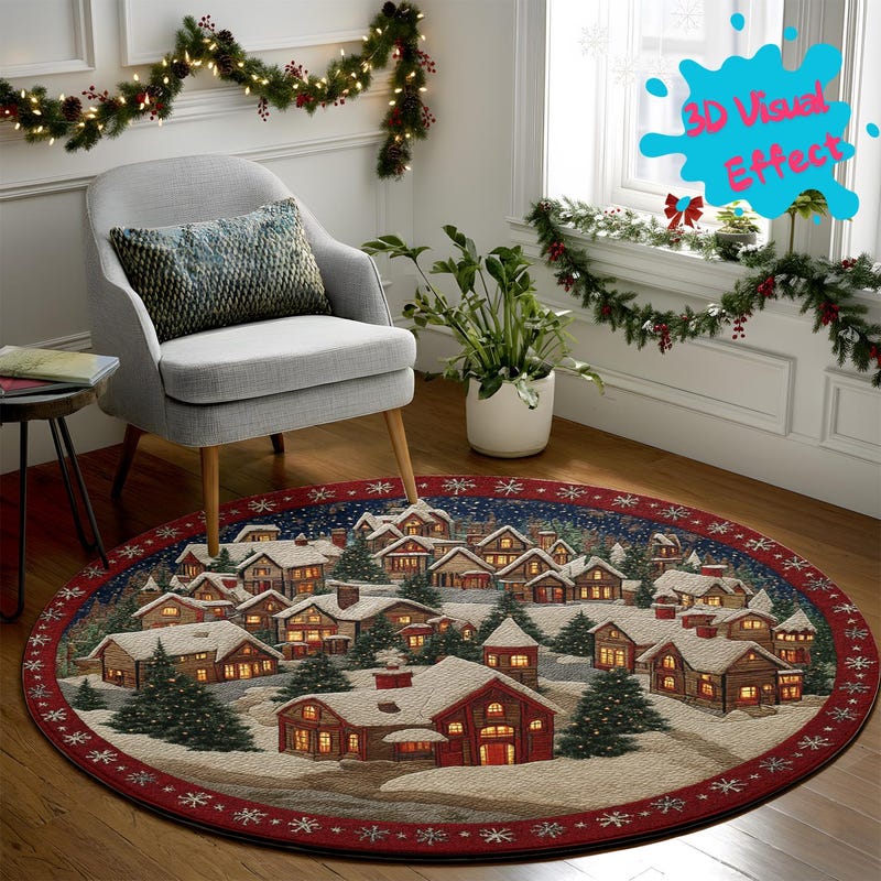 Round Christmas Rug - Etsy