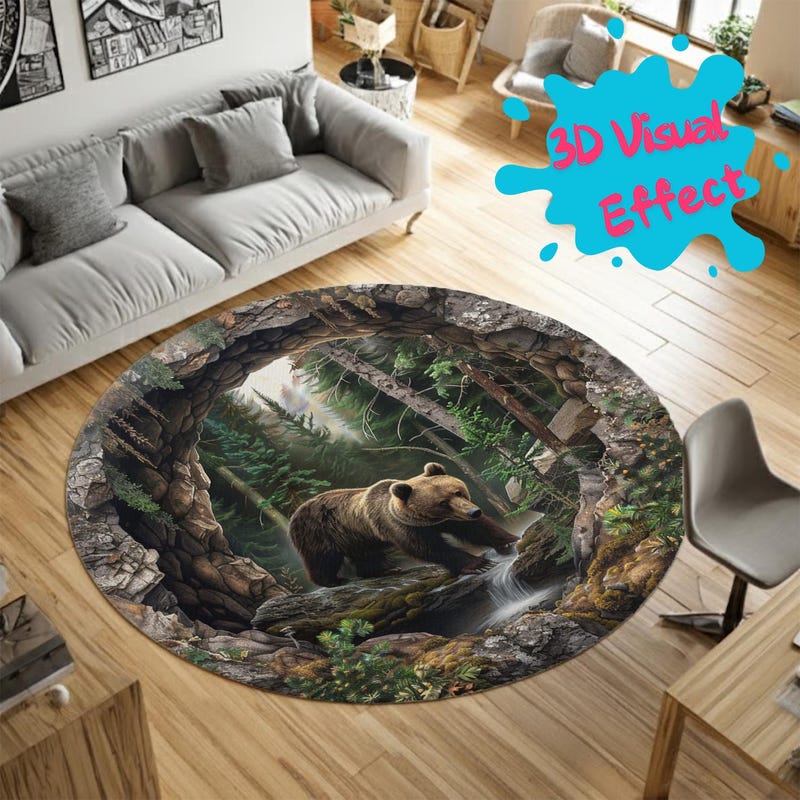 3d Bear Round Rug - Etsy