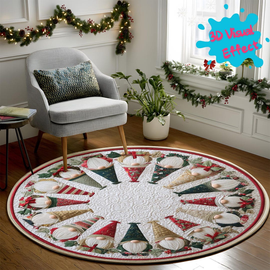 Gnomes Christmas Rug, Gnomes Christmas Tree Cover, House Warming Gift ...