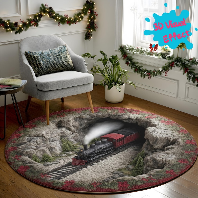 Train Christmas Rug - Etsy