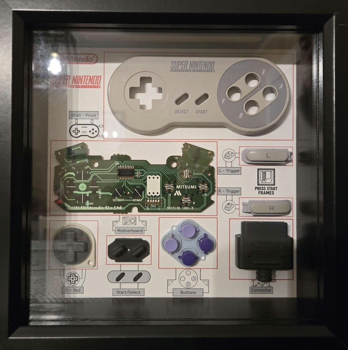 SNES Controller Teardown Shadowbox - Framed Wall Decor - Etsy
