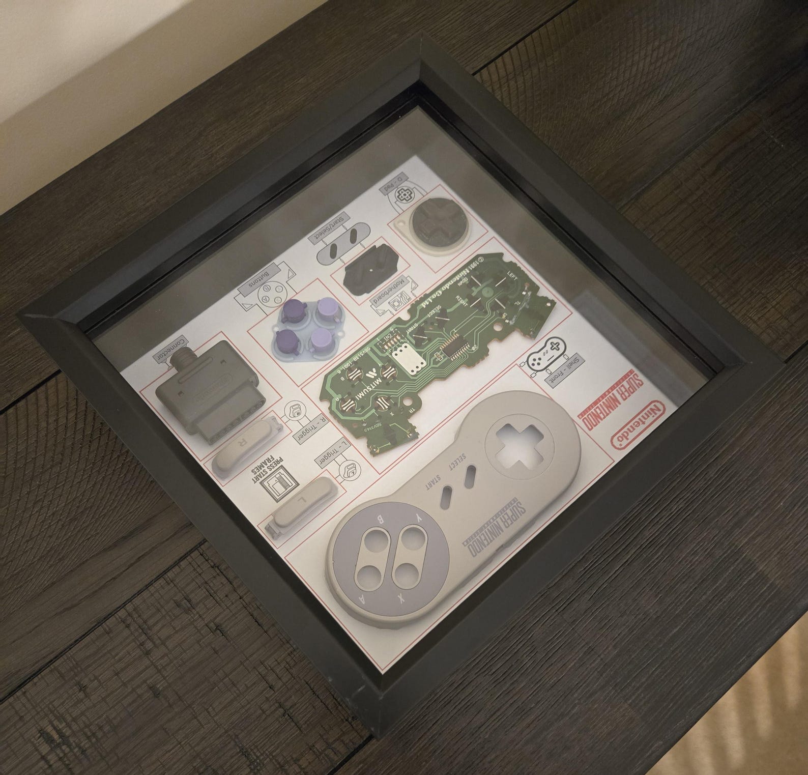 SNES Controller Teardown Shadowbox - Framed Wall Decor - Etsy