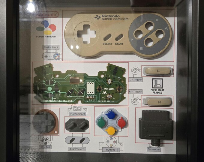 Super Famicom Controller Teardown Shadowbox - Framed Wall Decor - Etsy