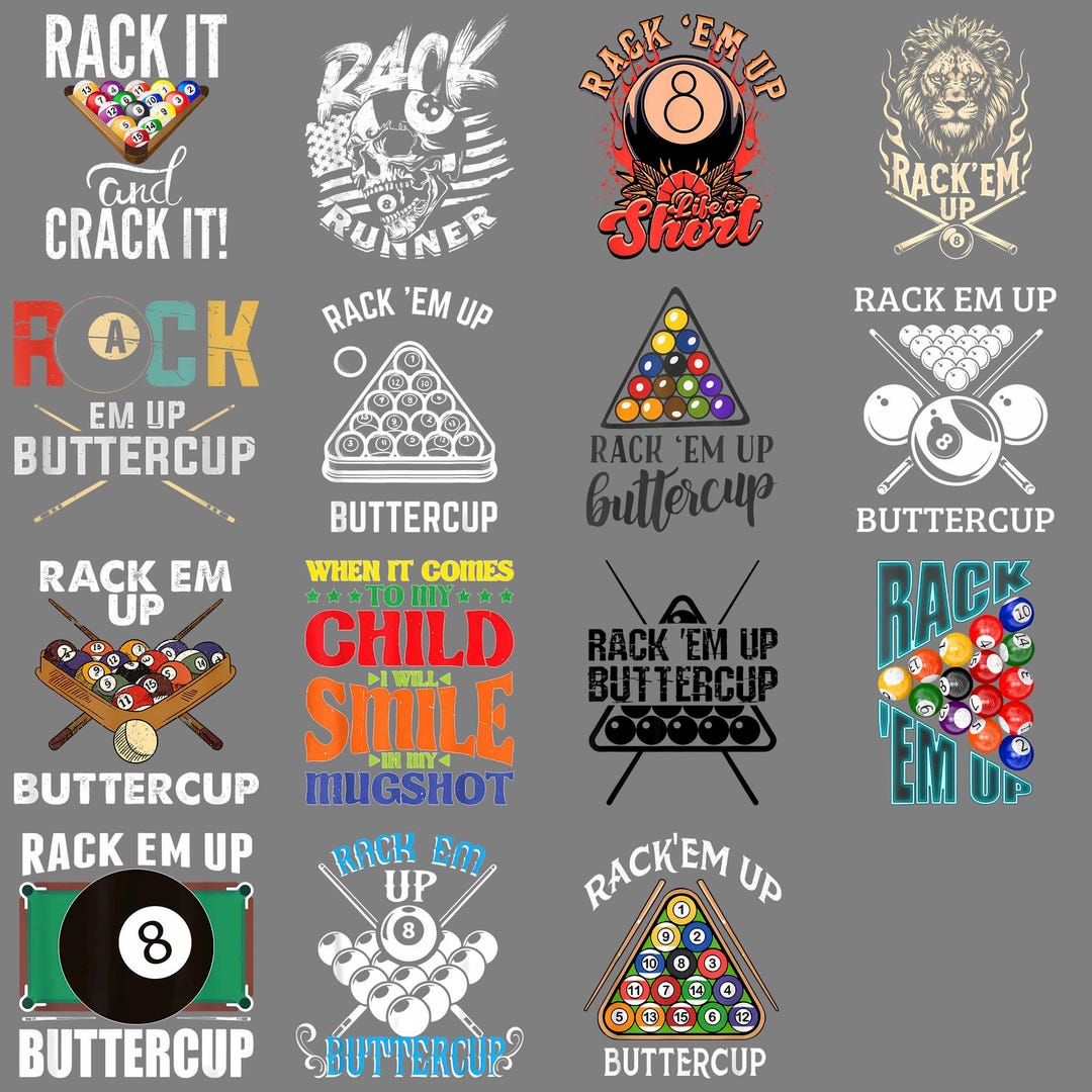 Rack 'em up Pool Billiards PNG, Funny Sarcastic 8 Ball Quote Clipart ...