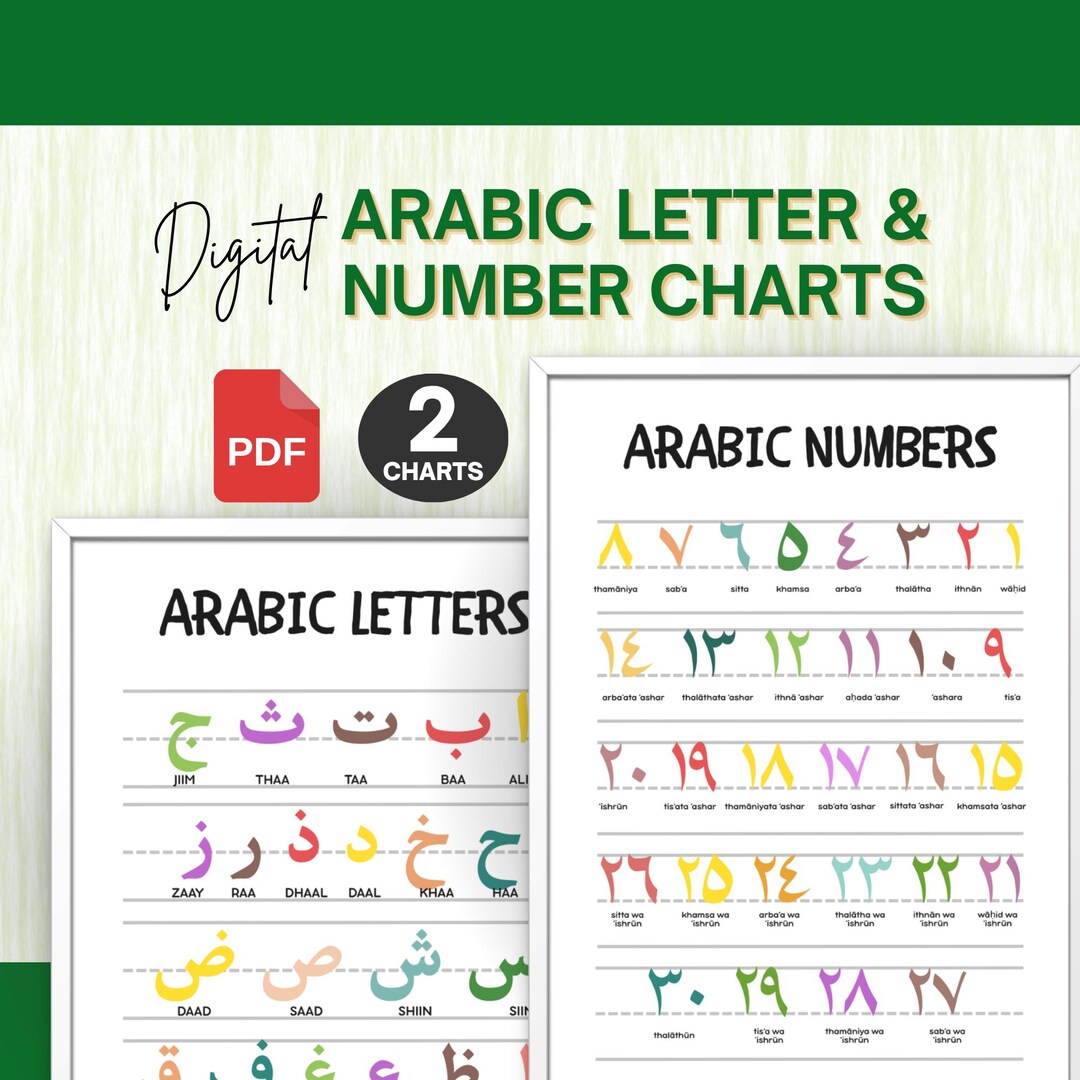 Arabic Alphabet and Number Charts | Montessori Islamic Printable ...