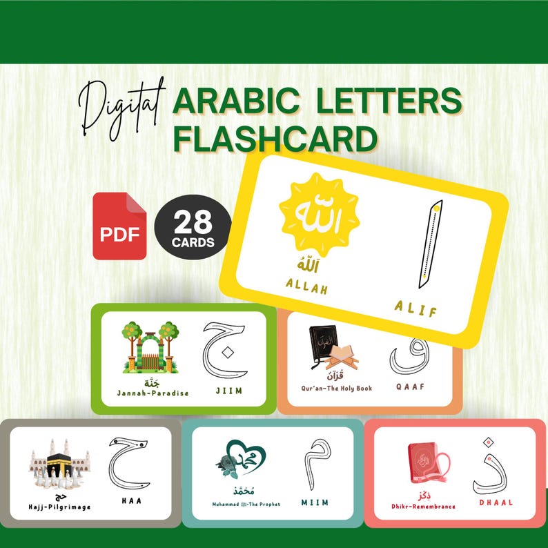 Arabic Alphabet Flashcards: Islamic Montessori Learning (printable PDF ...