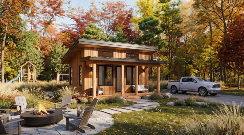 21' X 17' Lean Cottage Architectural Plans - Custom 320SF Tiny House ...