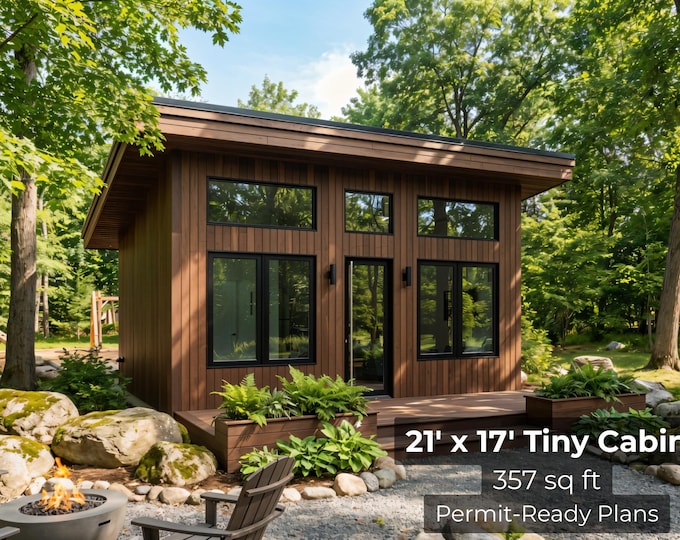 30' X 46' Modern Lean Cottage Architectural Plans - Custom 1380SF 3 ...