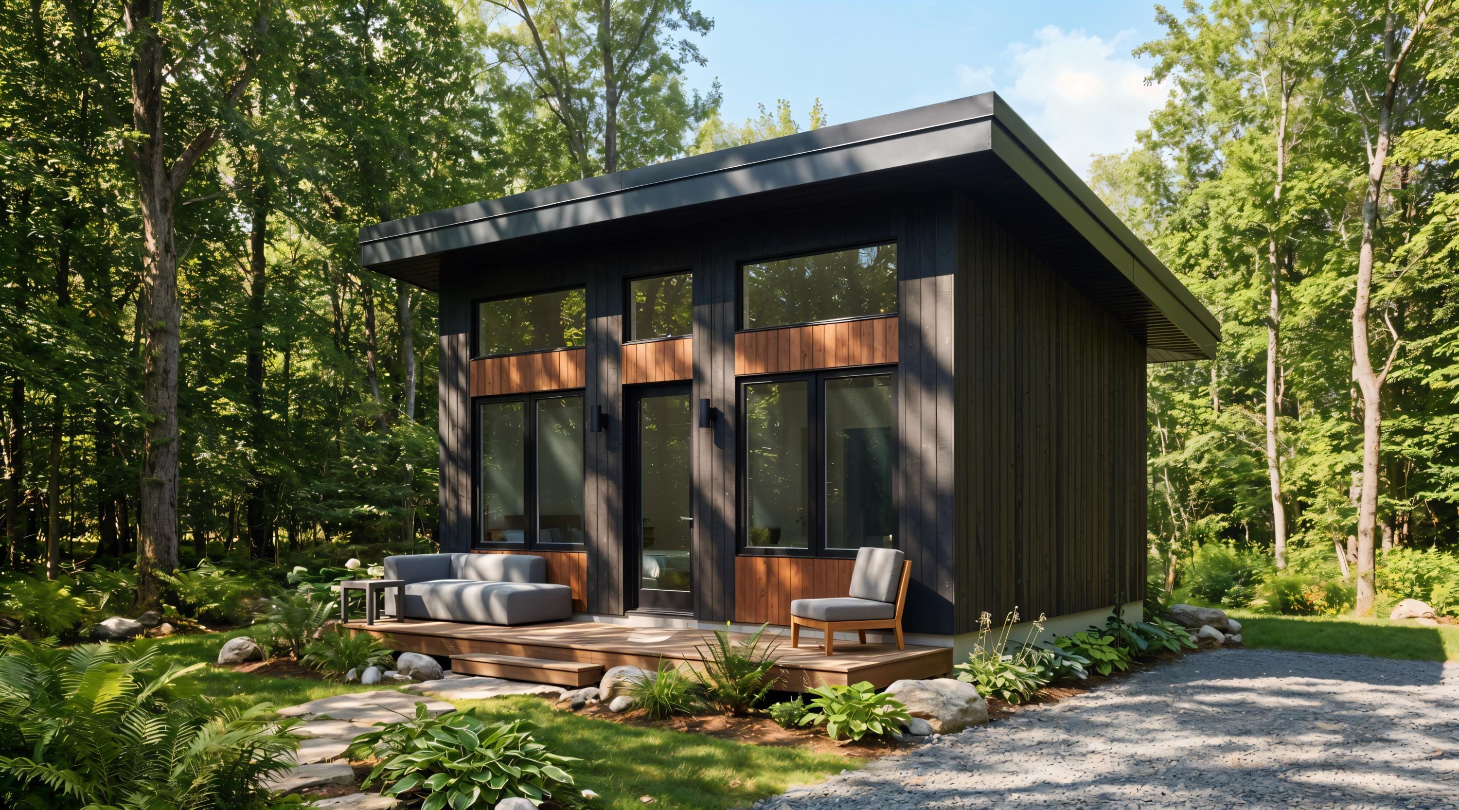 21x17 Tiny Cabin Plans (357 Sq Ft) | Permit-ready Modern Lean ADU Cabin ...