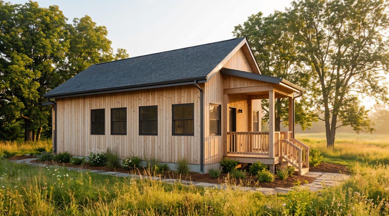 36' X 20' Tiny House Rustic ADU Architectural Plans - Custom 665 SF 1 ...