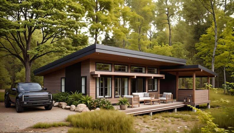 34' X 24' Lean Cabin ADU Architectural Plan - Custom 759SF 2 Bedroom ...