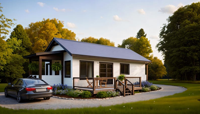 36' X 20' Tiny House Rustic ADU Architectural Plans - Custom 665 SF 1 ...
