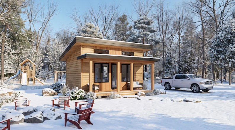 21' X 17' Lean Cottage Architectural Plans - Custom 320SF Tiny House ...