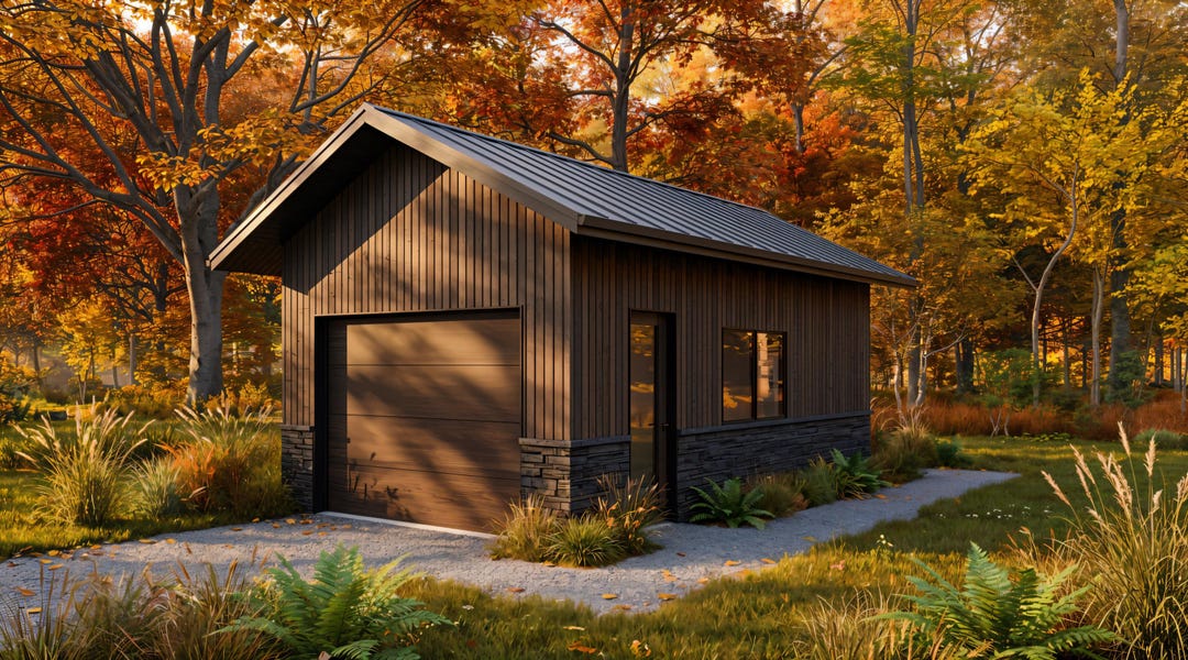 26' X 15' Detached 1 Car Garage Architectural Plans - Custom 350SF ...