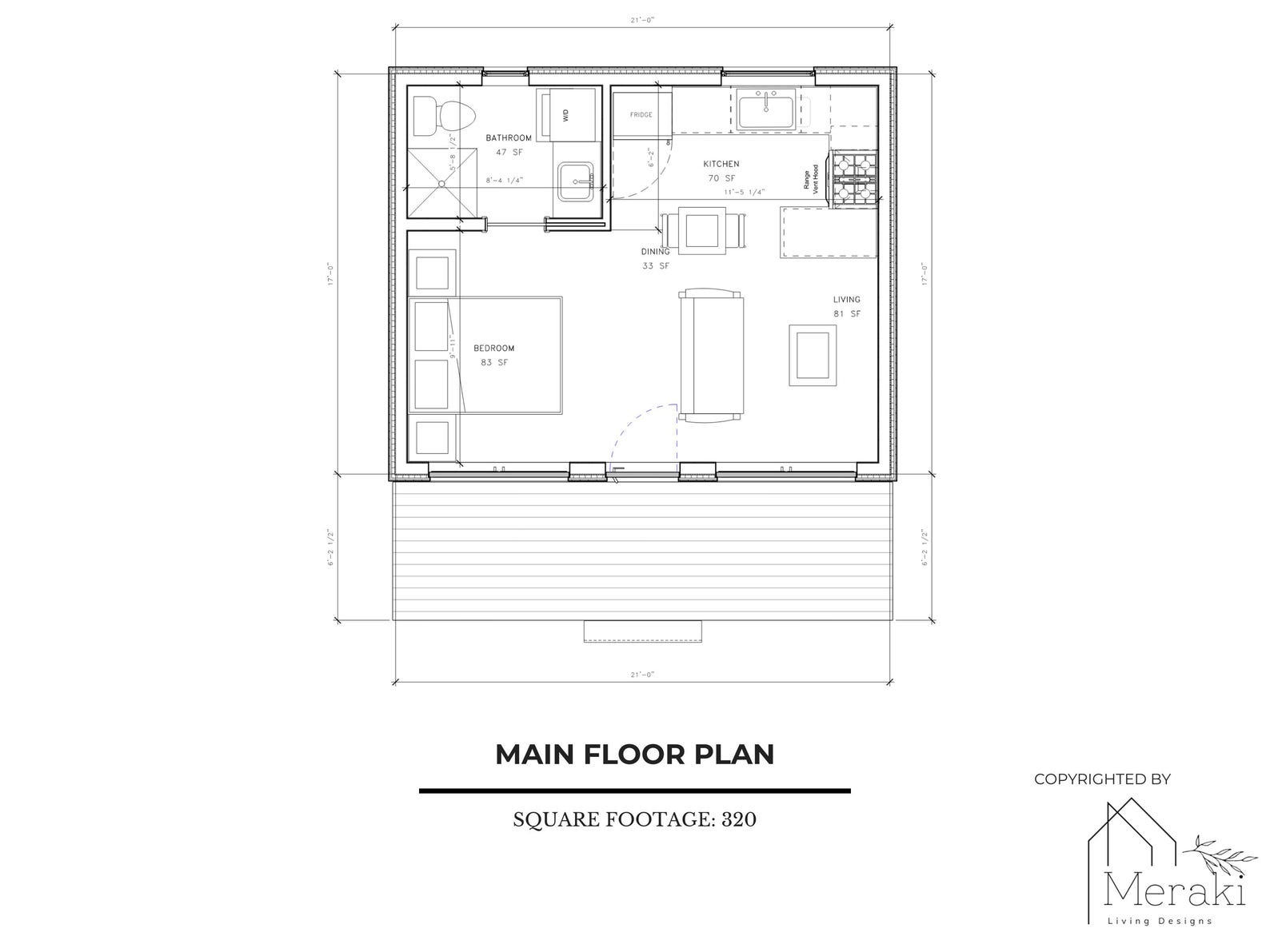 21x17 Tiny Cabin Plans (357 Sq Ft) | Permit-ready Modern Lean ADU Cabin ...