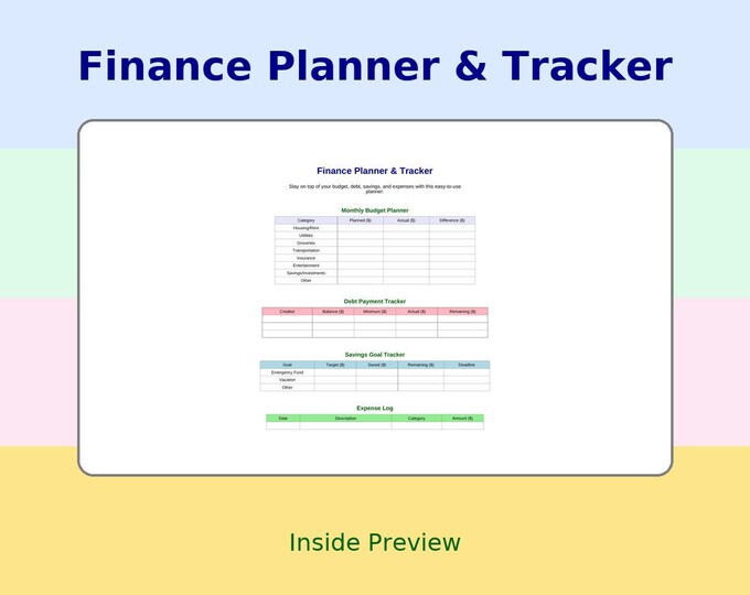 Finance Planner, Printable, Instant Download, A4, A5, US Letter - Etsy ...