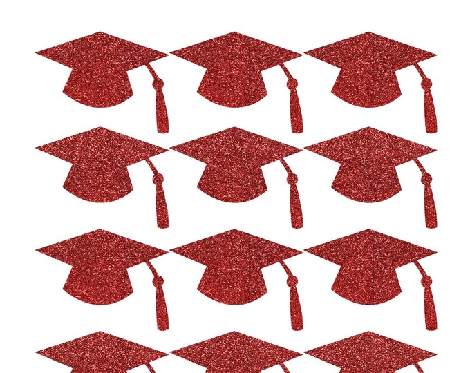 12 Glitter Graduation Cap Cut Outs / Die Cuts / Graduation Party Decor ...