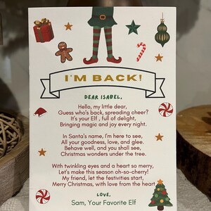 Printed Personalized Elf I'm Back Letter/postcard for Elf on Shelf Arrivalprinted and Mailed - Etsy