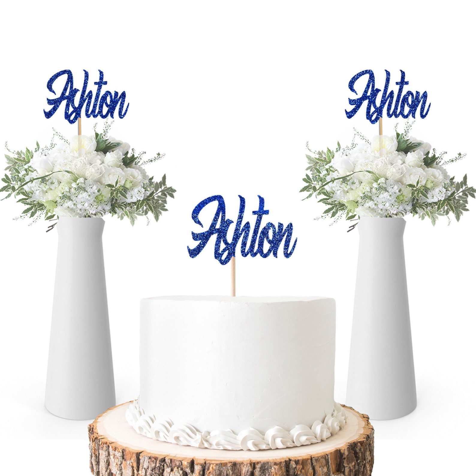 3 Personalized Glitter Name Centerpiece Sticks or Cake Toppers / Custom ...