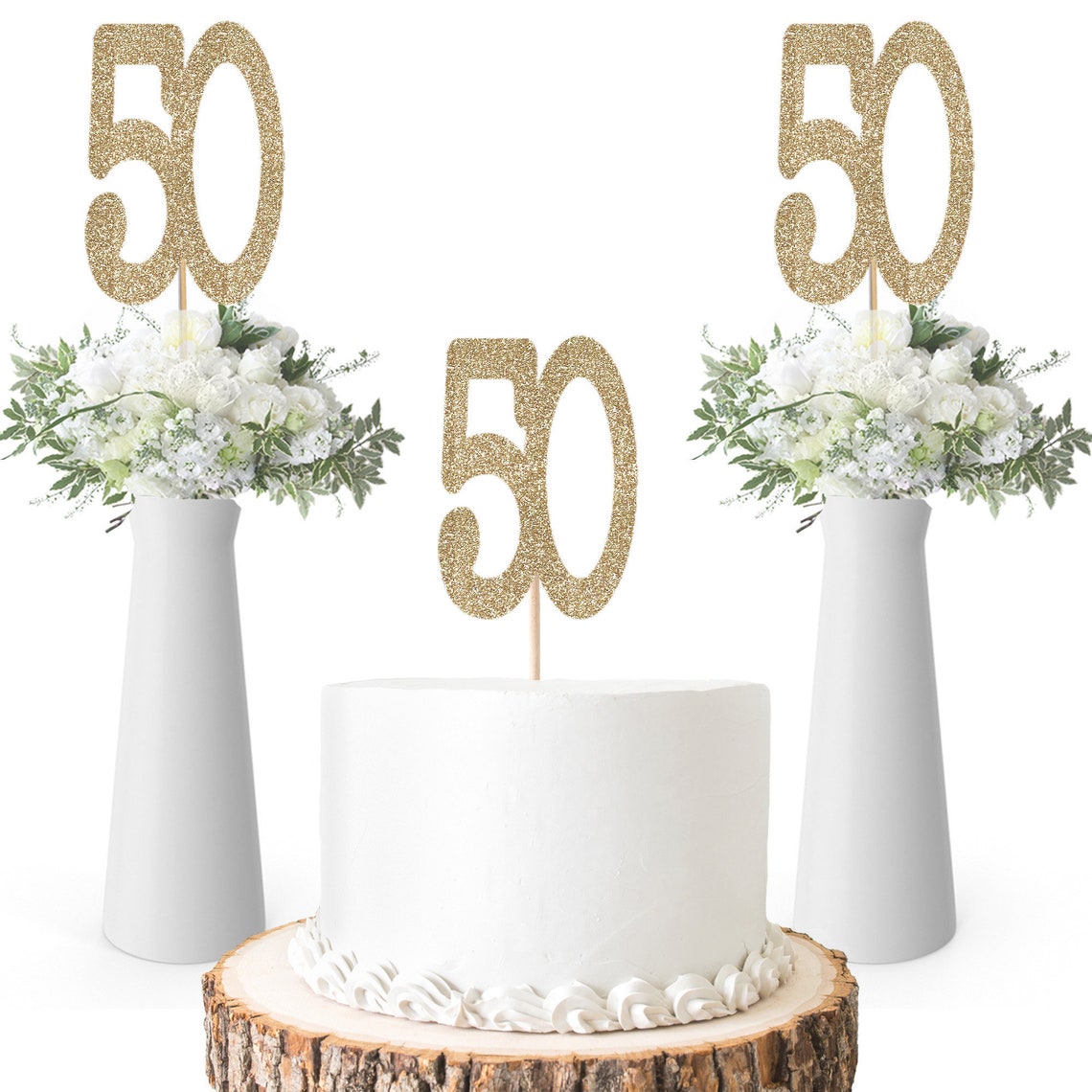 3 Large Glitter Centerpieces // 50th Birthday Centerpiece Decorations ...