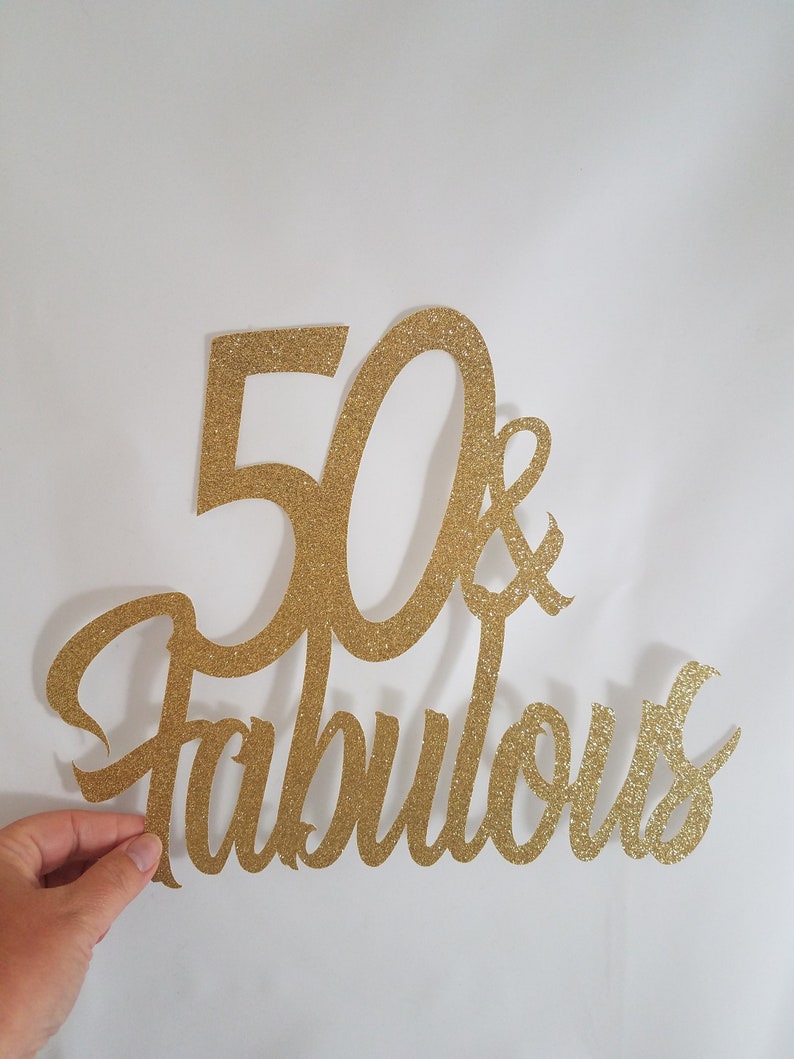 Glitter Fabulous & 50 Sign / Backdrop Decorations / Cake | Etsy