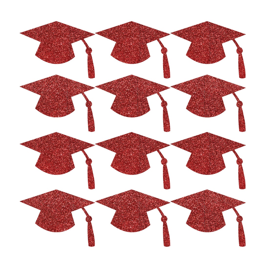12 Glitter Graduation Cap Cut Outs / Die Cuts / Graduation Party Decor ...