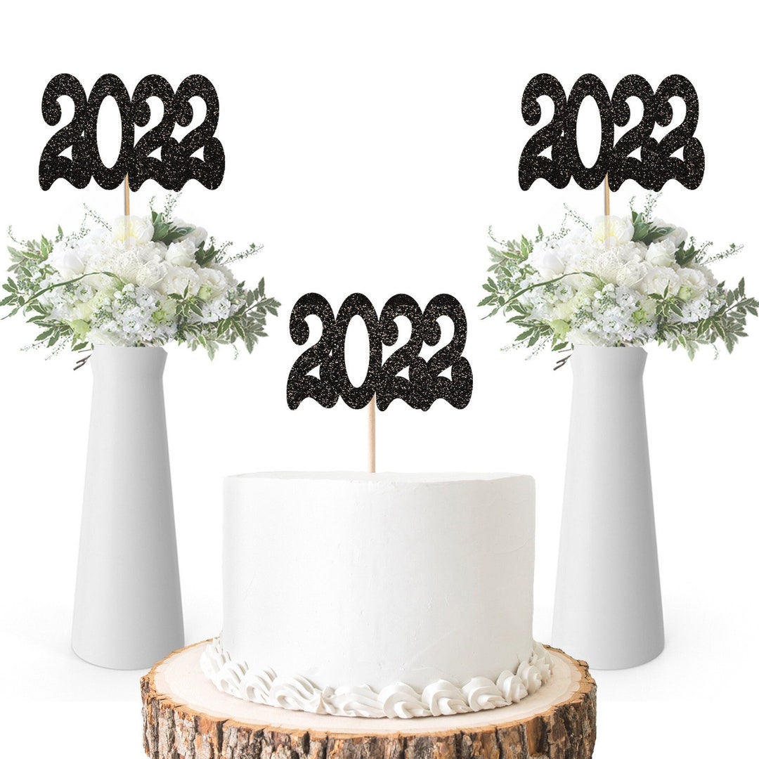3 Large Glitter 2022 Graduation Centerpiece Sticks / 2022 Cake Topper ...