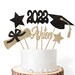 12 Personalized Glitter Graduation Centerpiece Set // Graduation Cap ...