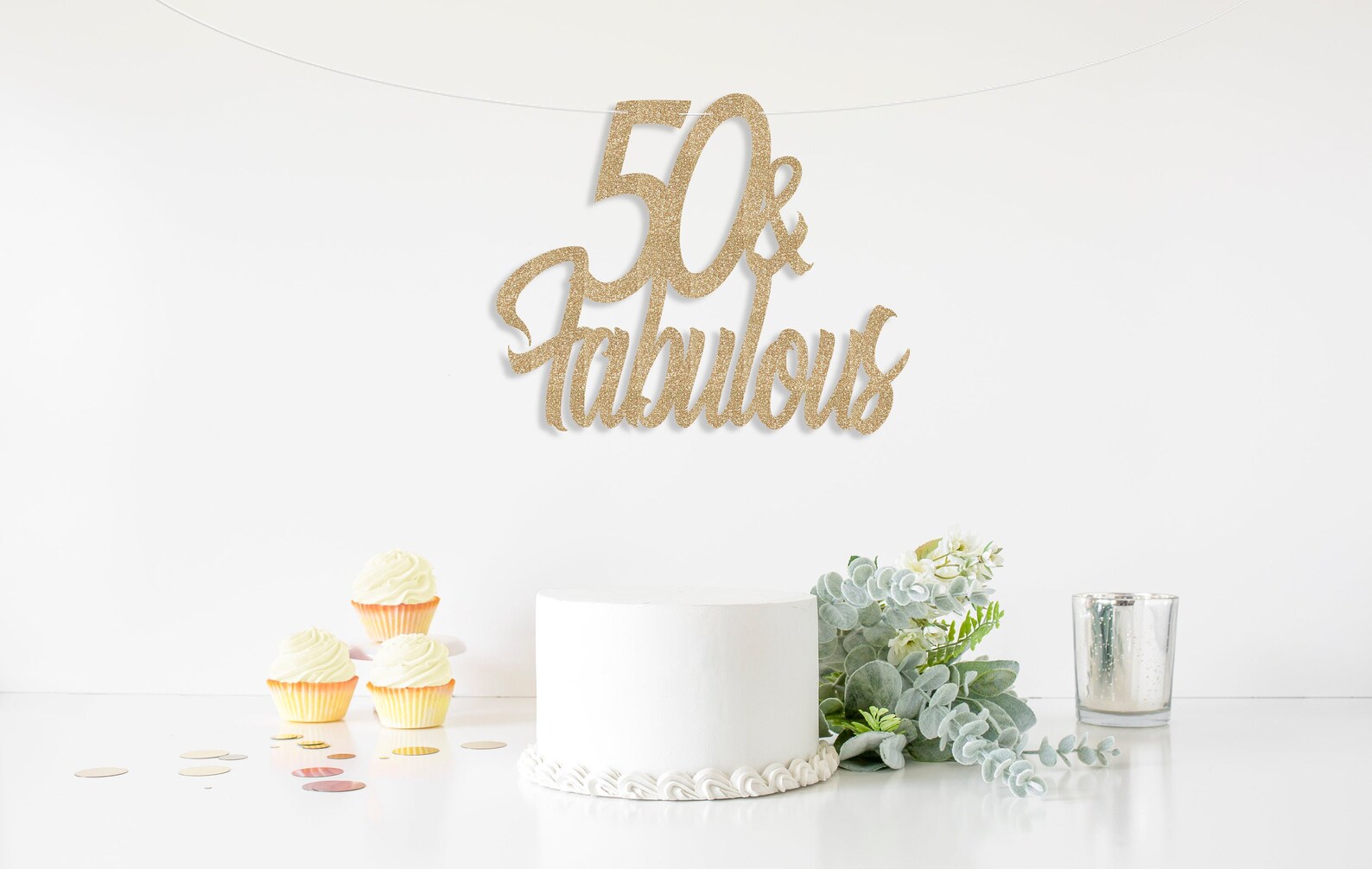 Glitter Fabulous & 50 Sign / Backdrop Decorations / Cake | Etsy