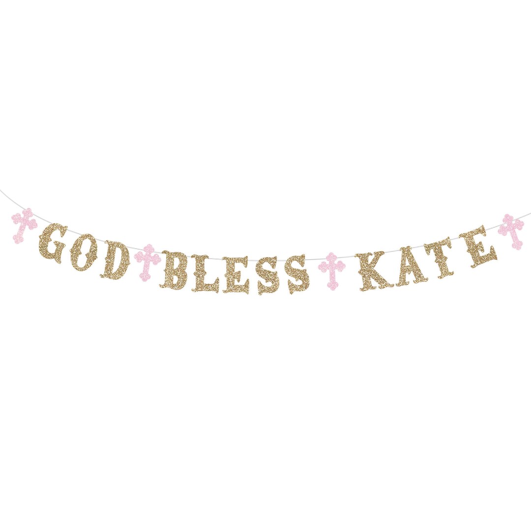 Personalized Pink God Bless Banner // Baptism // Christening ...