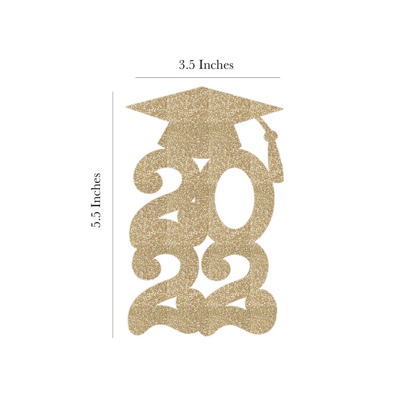 Graduation Party Decorations / 6 Gold Glitter 2022 Cut Outs / - Etsy