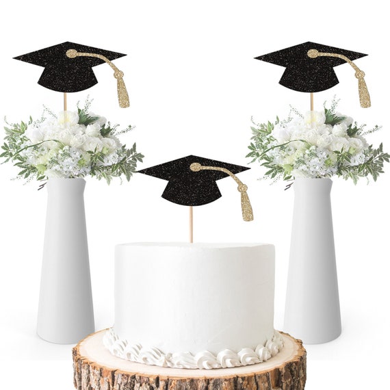 3 Glitter Graduation Cap Centerpieces // Large Graduation | Etsy