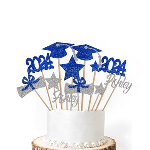 12 Personalized Glitter Graduation Centerpiece Set // Graduation Cap ...