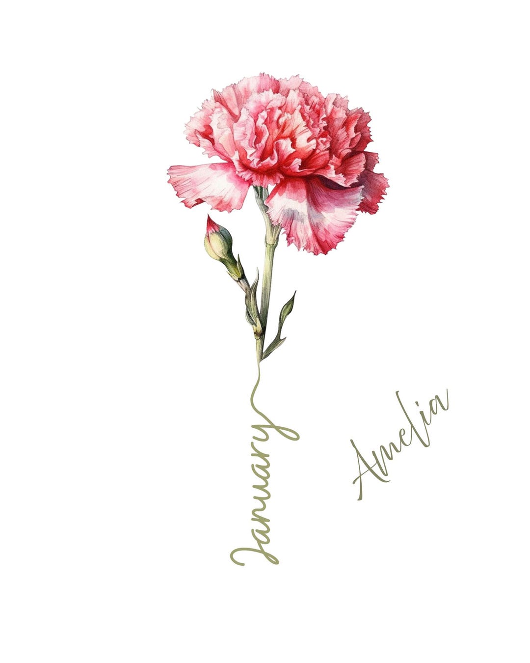 Personalized Birth Flower Print, Custom Name Floral Art--printed ...