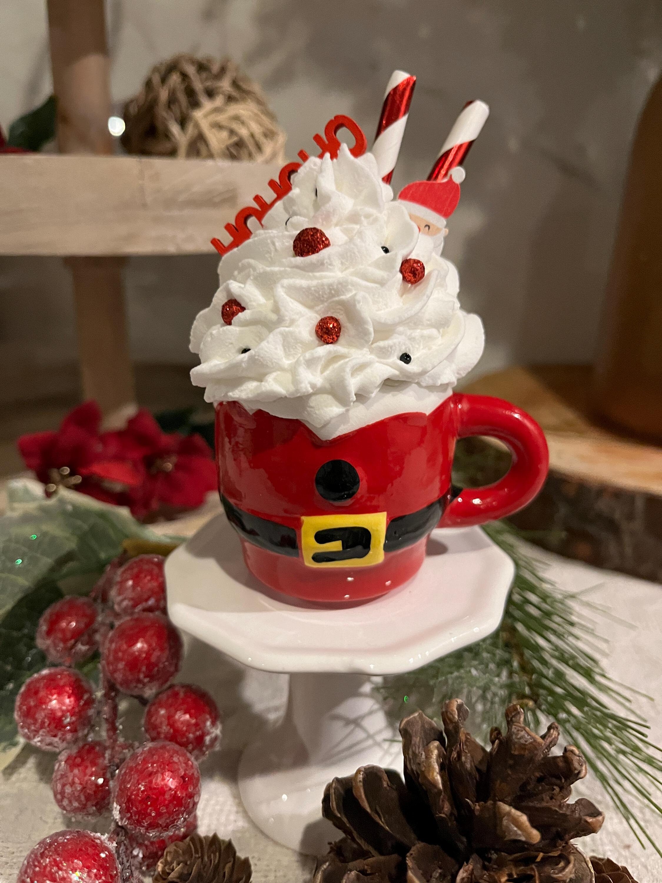 Mini Santa Espresso Mug With Faux Whipped Cream for Christmas Holiday ...