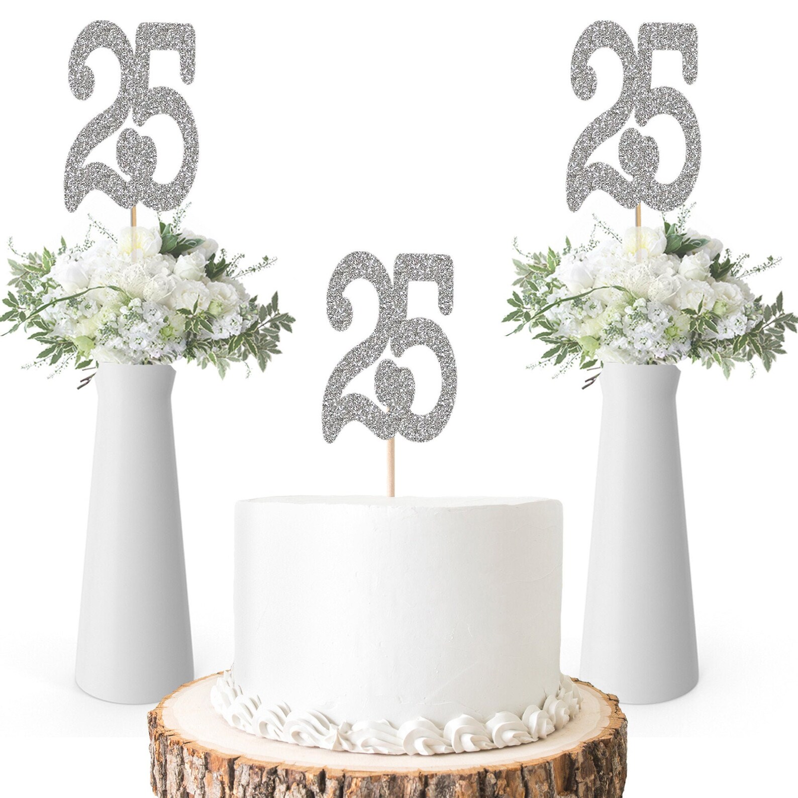 3 Large 25th Glitter Centerpieces // 25th Birthday // 25th Anniversary ...