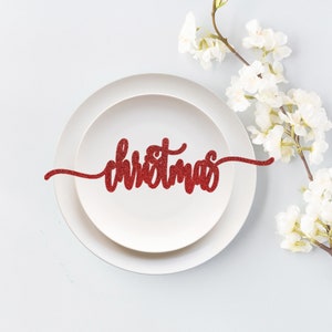 4 Glitter Merry Table Place Card Cutouts, Christmas, Peace, Joyful ...