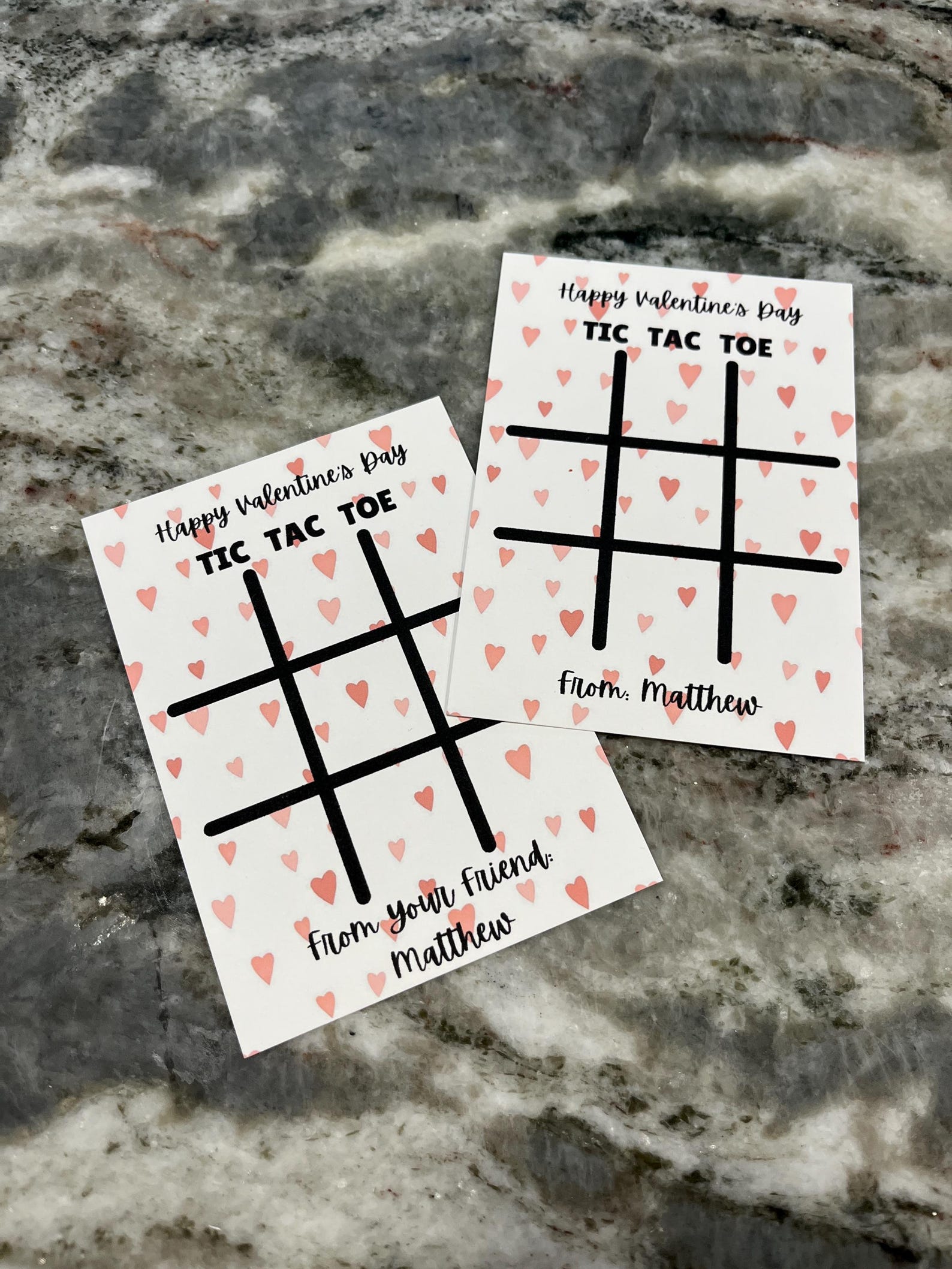 Printed & Mailed Personalized Happy Valentine's Day Tic Tac Toe Cards ...