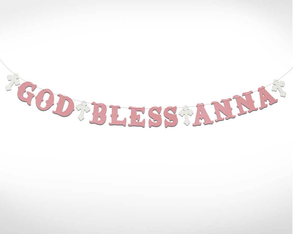 Personalized Pink God Bless Banner // Baptism // Christening | Etsy