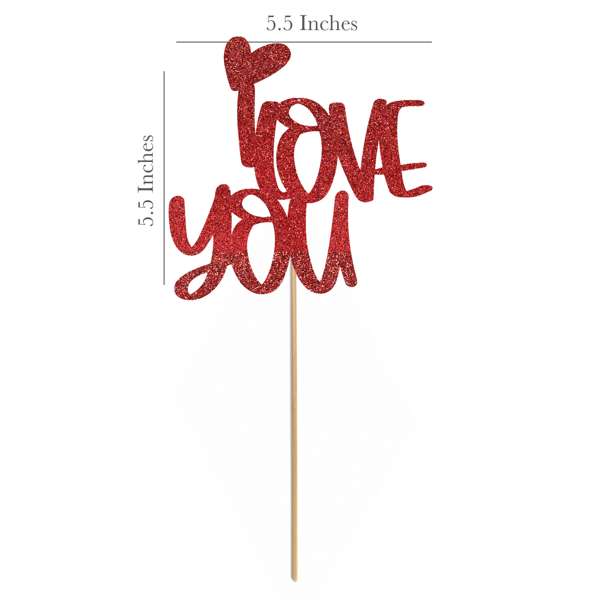 I Love You Cake Topper / Centerpiece Stick / Valentine's Day / Glitter ...