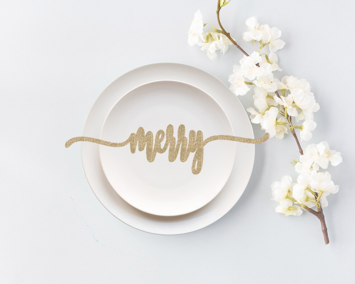 4 Glitter Merry Table Place Card Cutouts Christmas Peace - Etsy