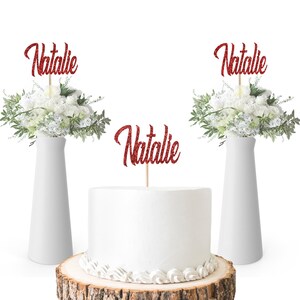 3 Personalized Glitter Name Centerpiece Sticks or Cake Topper / Custom ...