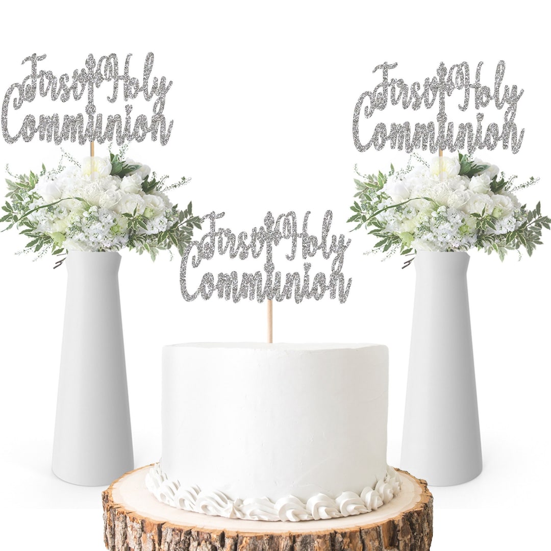 Set of 3 First Holy Communion Centerpieces, Cake Topper, Baptism ...