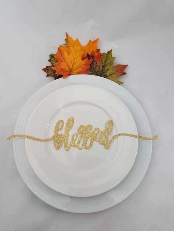 4 Glitter Blessed Table Place Card Cutouts Family Gather | Etsy