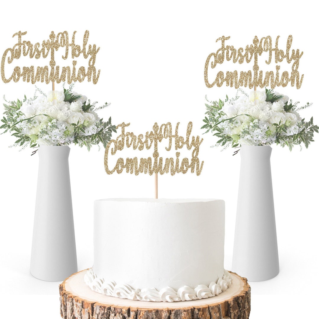 Set of 3 First Holy Communion Centerpieces, Cake Topper, Baptism ...