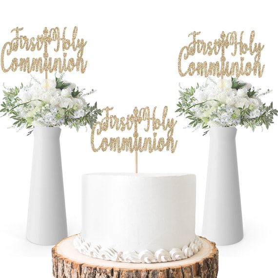 Set of 3 First Holy Communion Centerpieces Cake Topper | Etsy