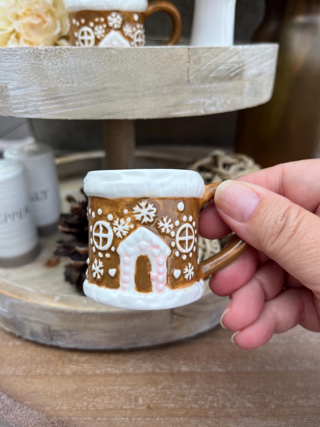 Mini Gingerbread Pink Espresso Coffee Mug, Adorable Holiday Coffee Cups ...